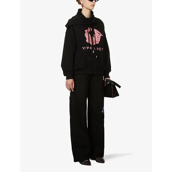 Y/Project Kamasutra Graphic-Print Cotton-Jersey Hoody - Black